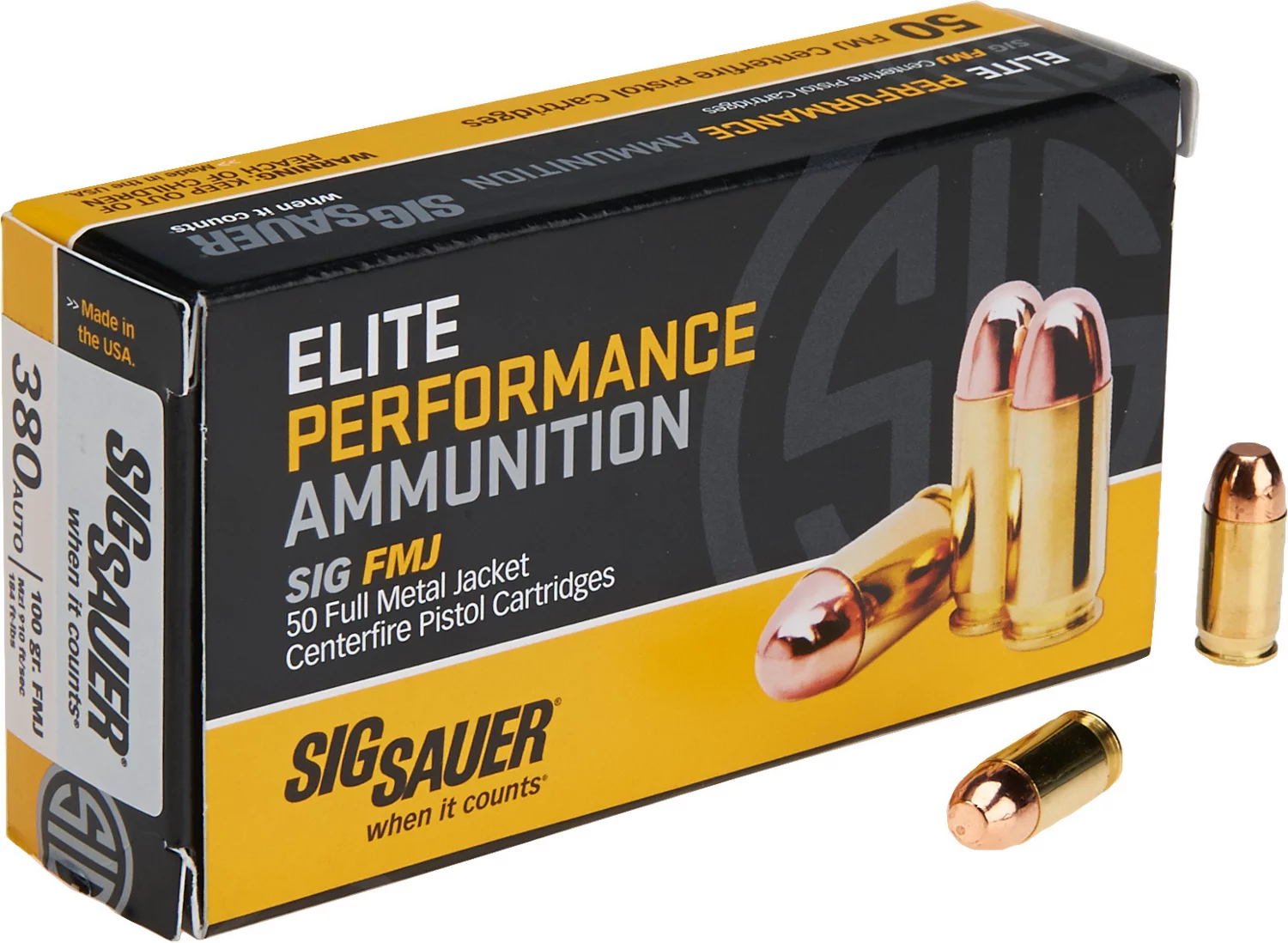 SIG SAUER Elite Ball .380 Auto 100-Grain FMJ Pistol Ammunition | Academy